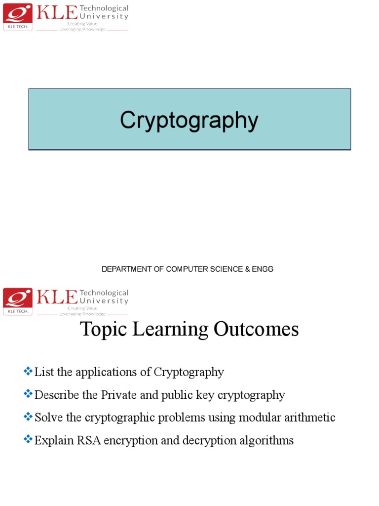 Cryptography Cryptography: Department of Computer Science & Engg ...