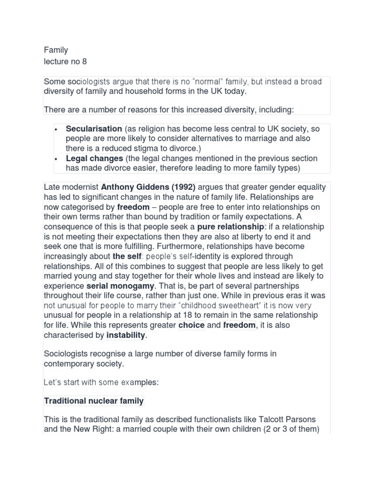 Sociology Lecture No 8 Family | PDF | Roommate | Family