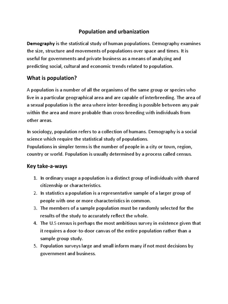 Sociology Lecture No 11 Population and Urbanization | PDF | Population ...