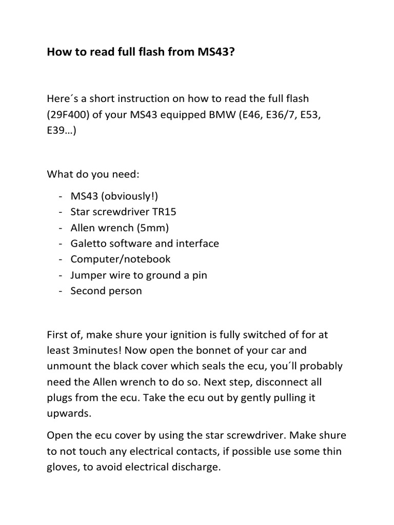 How To Read Full Flash From MS43 | PDF | Electrical Connector ...