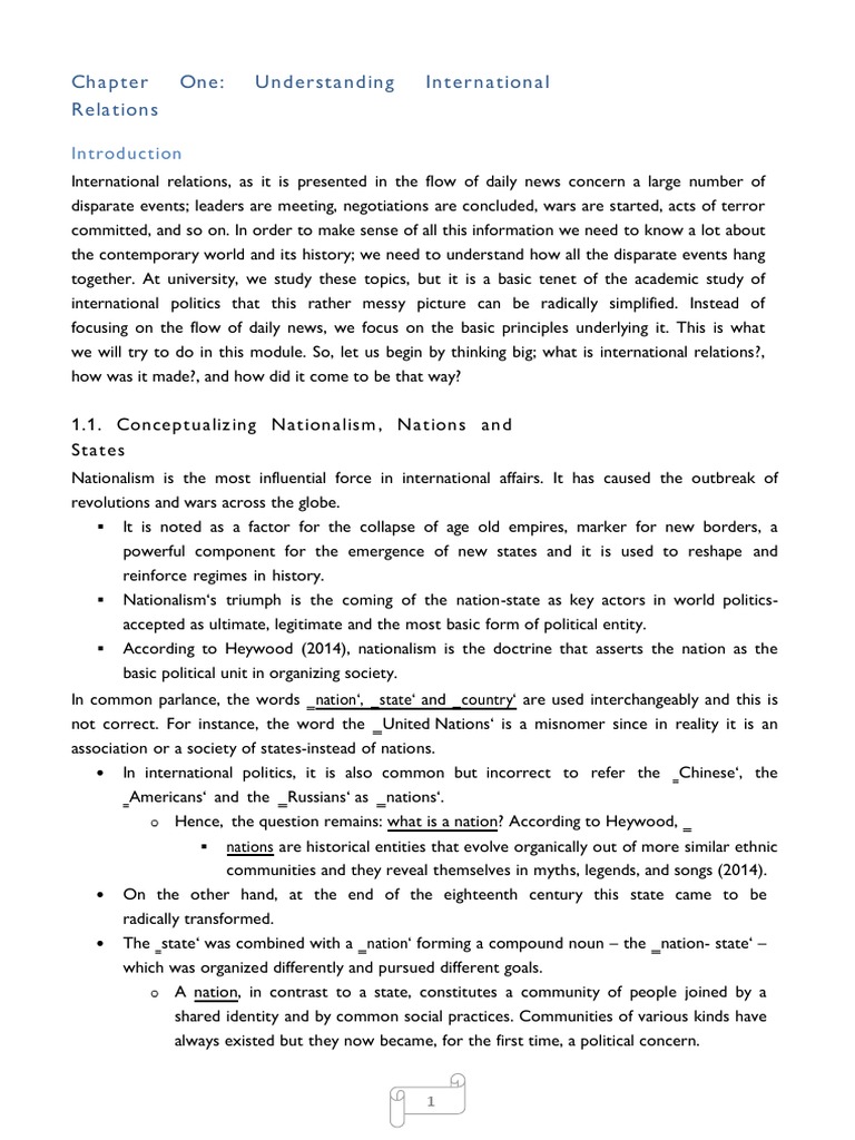 CH - 1... Defn ... Evolution of IR | Download Free PDF | Nationalism ...