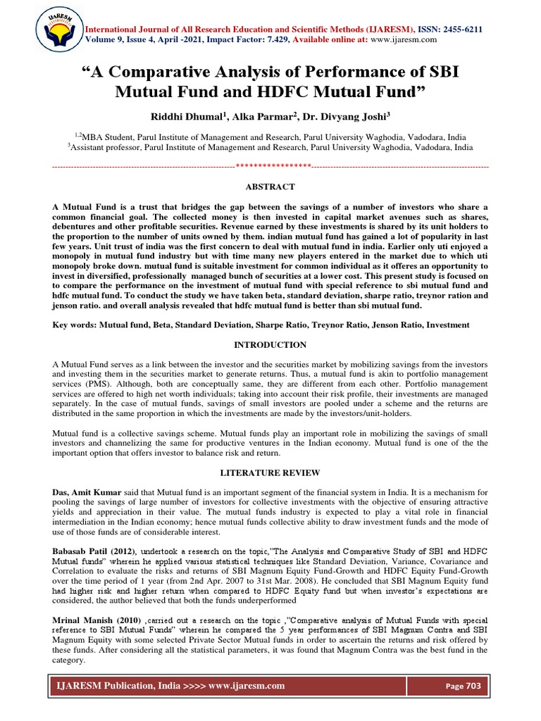 Riddhi Dhumal, Alka Parmar, Dr. Divyang Joshi Eche | PDF | Sharpe Ratio ...