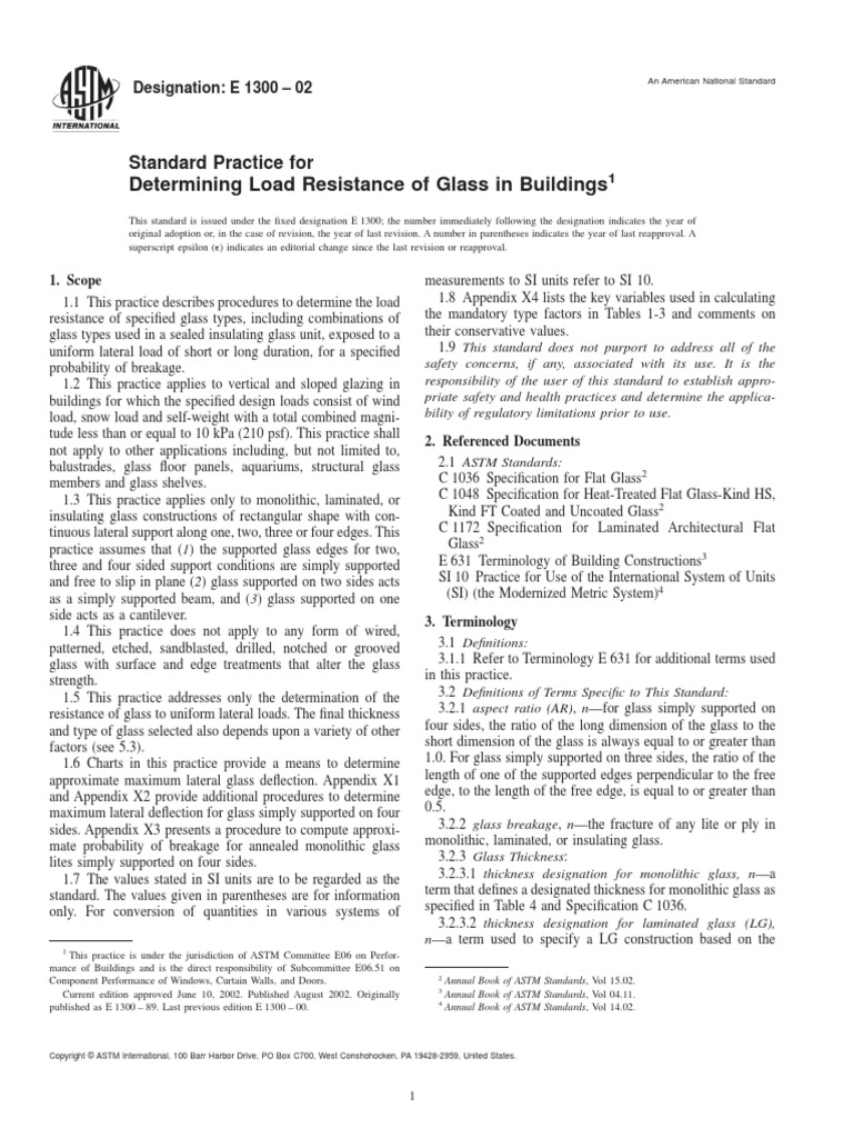 Astm e 1300 02 | PDF | Materials | Building Engineering
