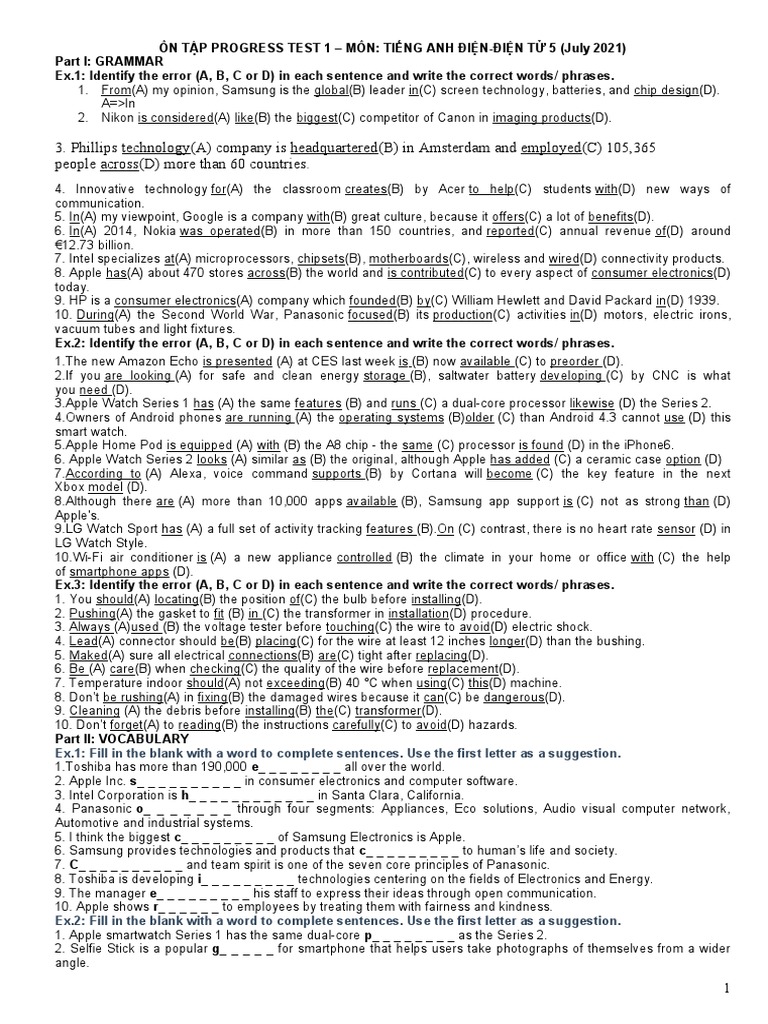 On Tap Cho PT1-DT5 (Answered) | PDF | Smartwatch | Samsung Electronics