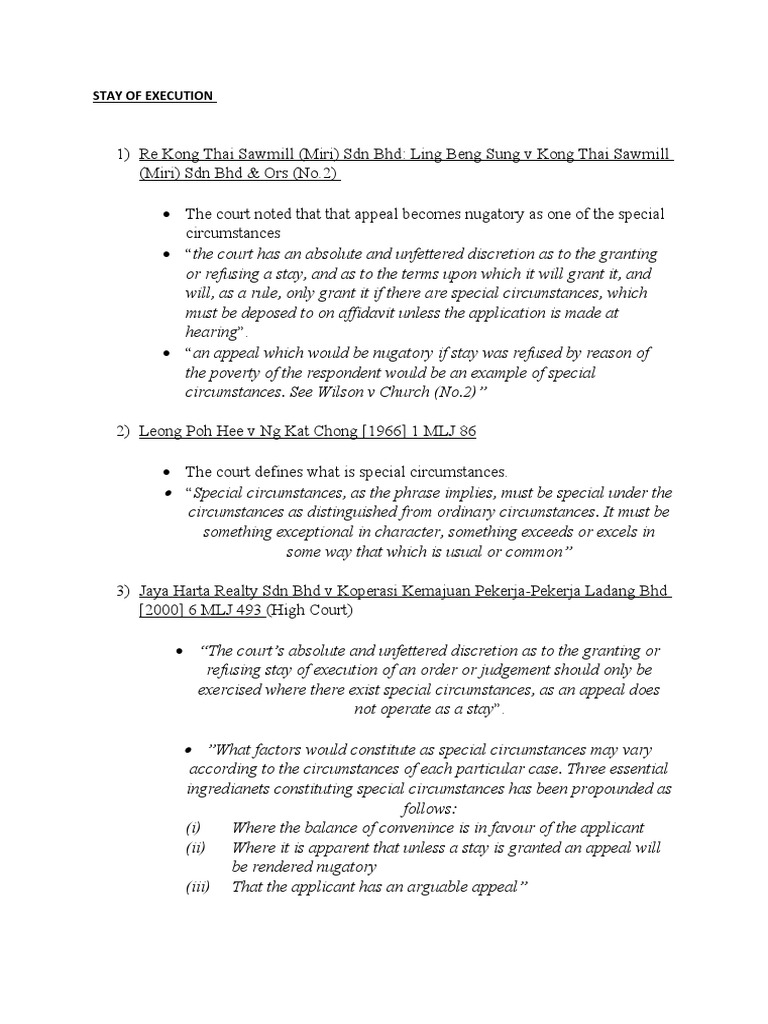Research Note (Stay of Execution) | PDF | Discretion | Appeal