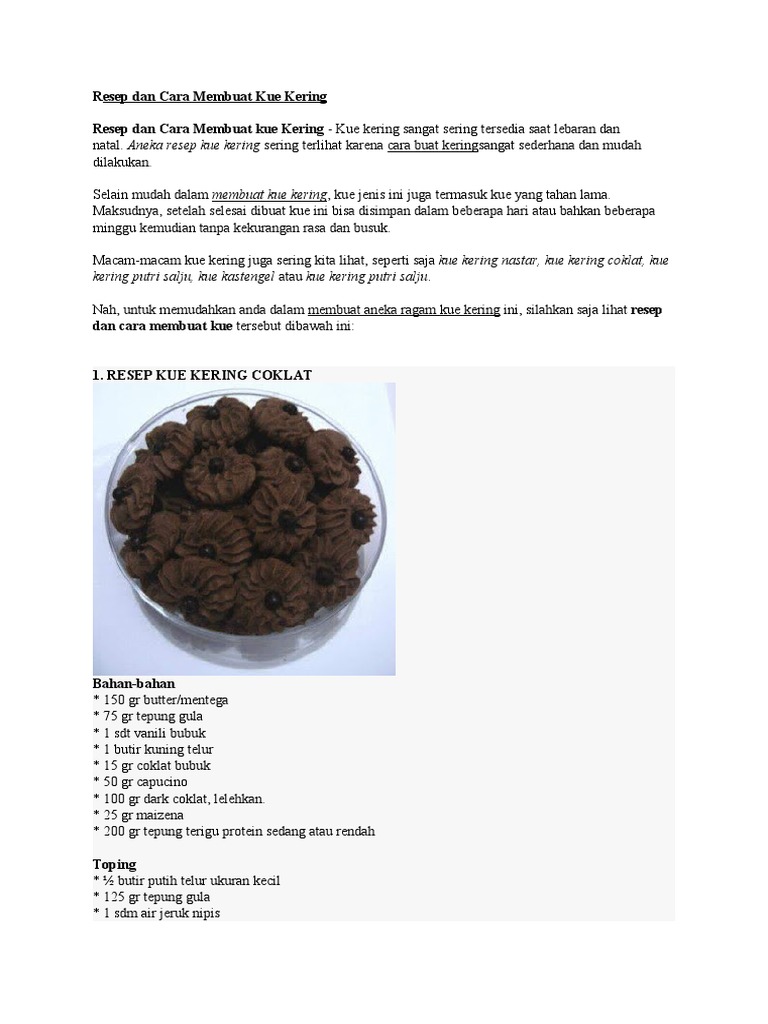 Resep Dan Cara Membuat Kue Kering | PDF | Memasak, Makanan, & Anggur