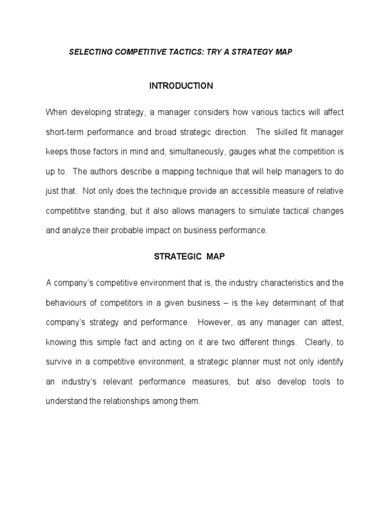 Selecting Competitive Tactics: Try A Strategy Map | PDF | Competition ...