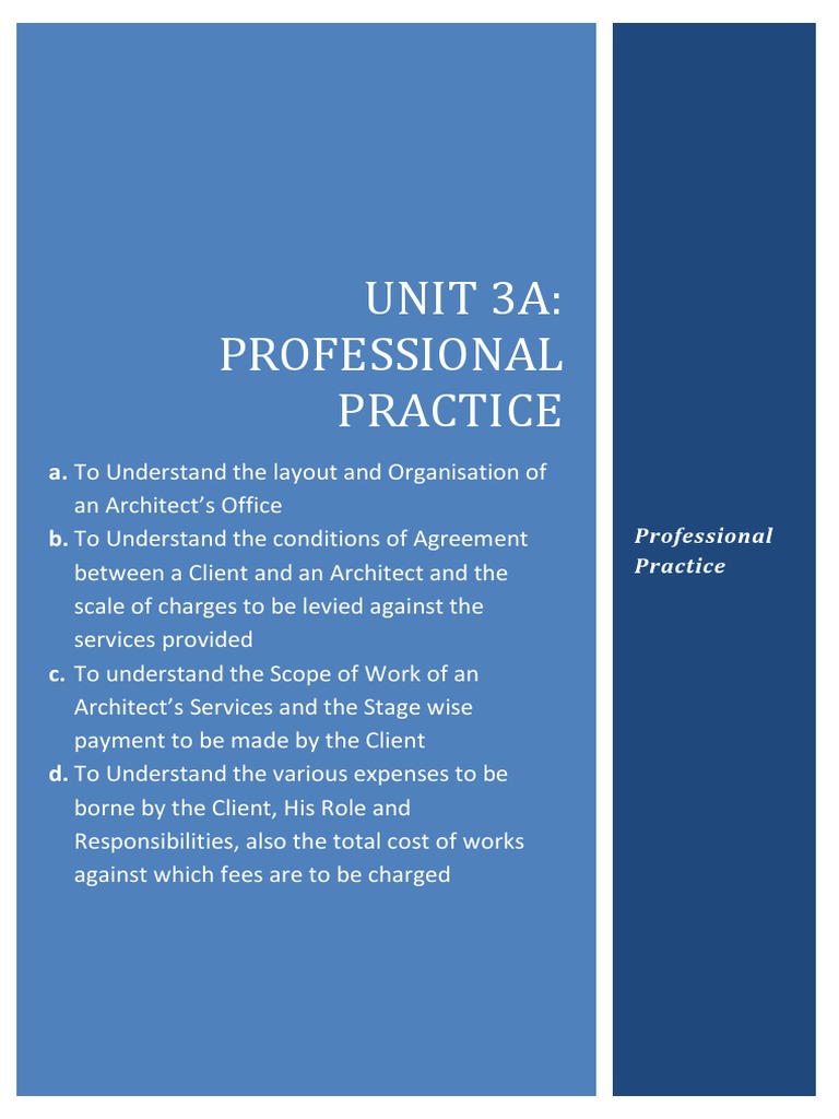 Unit 3a Professional Practice - Services and Scale of Charges | PDF ...