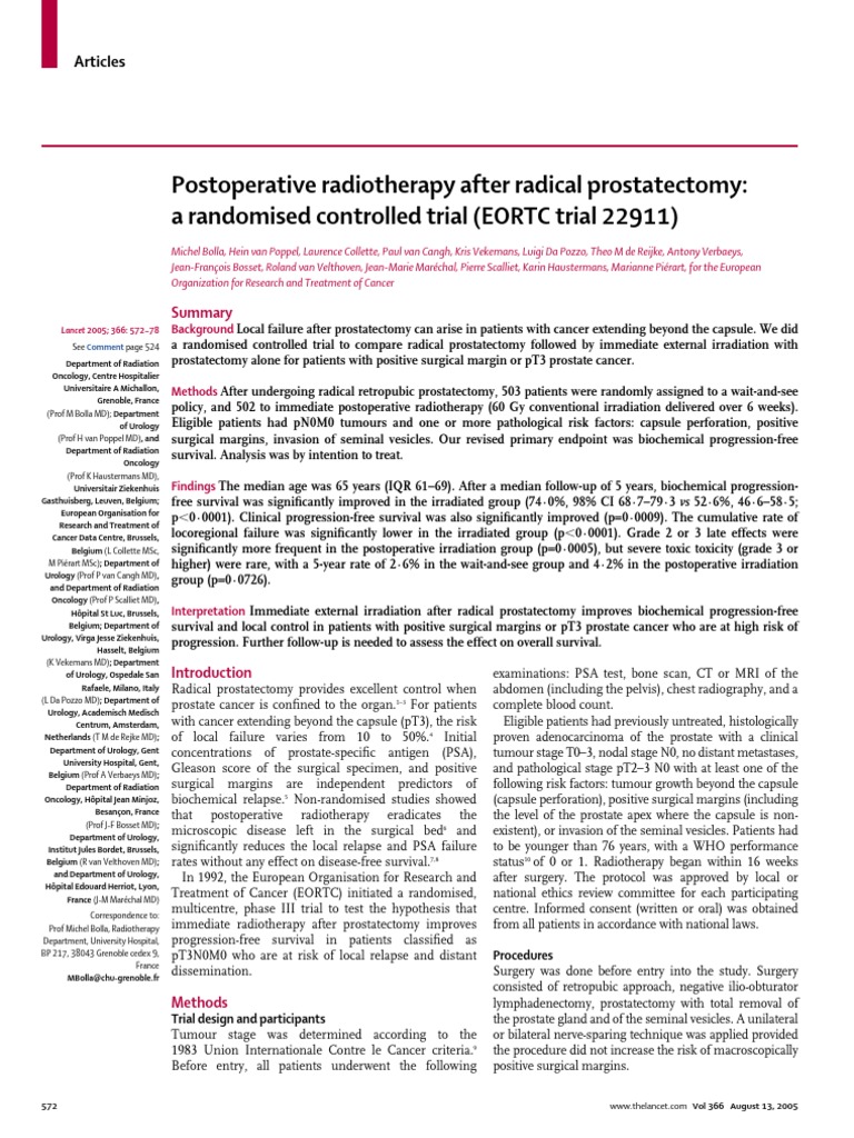 Eortc 22911 | PDF | Radiation Therapy | Prostate Cancer