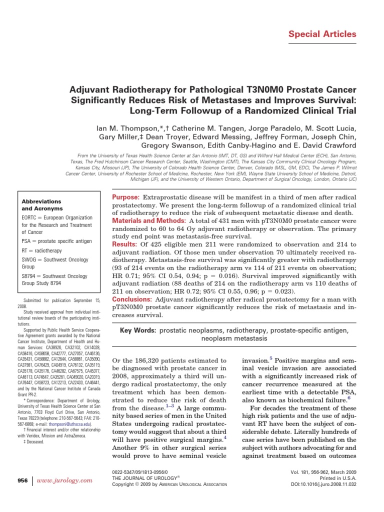 Swog 8794 | PDF | Prostate Specific Antigen | Prostate Cancer