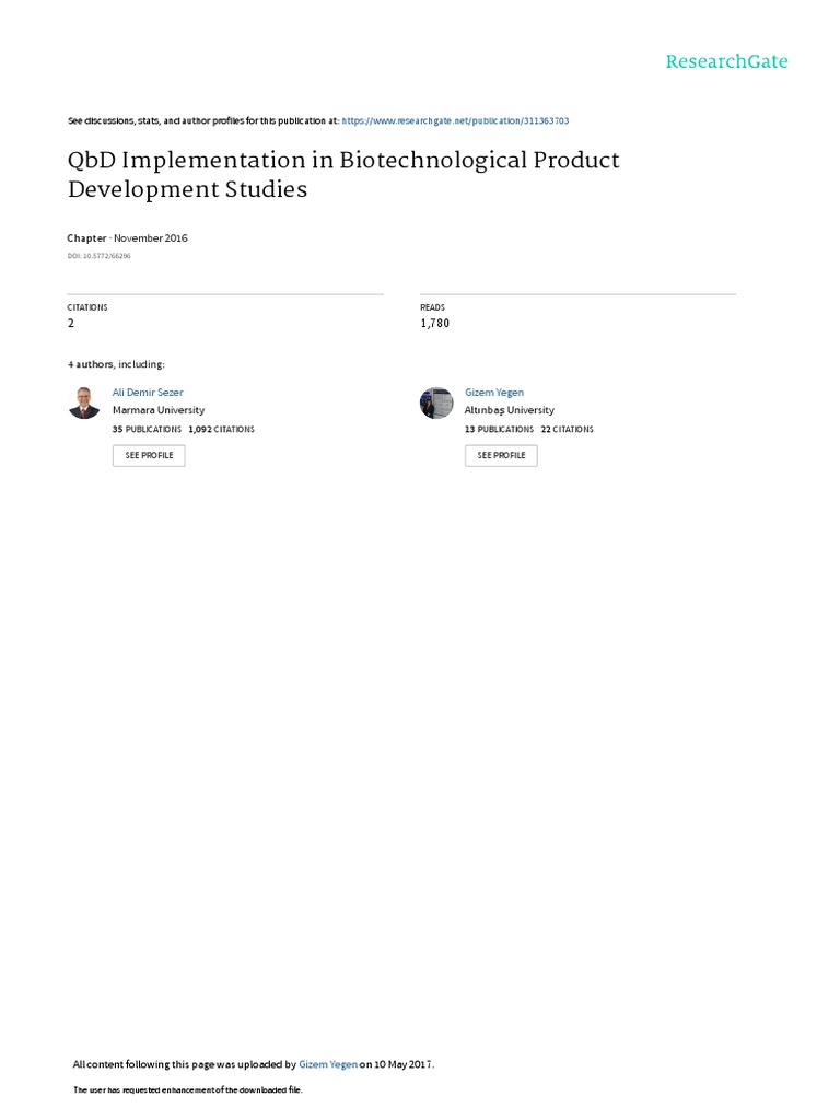 QBD Implementation in Biotechnological Product Development Studies ...