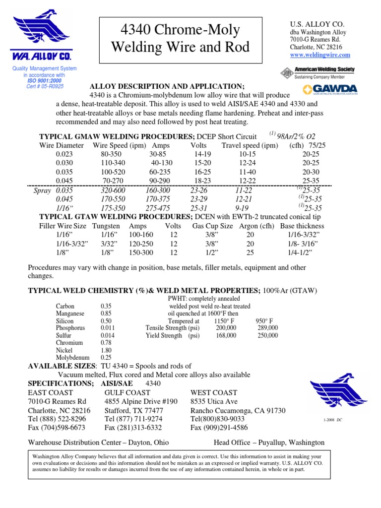 4340 Steel Welding Procedures Guide | PDF | Secondary Sector Of The ...