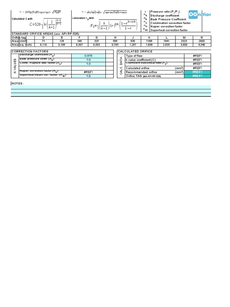 Ognition PSV Sizing Calculation Spreadsheet | PDF | Civil Engineering ...