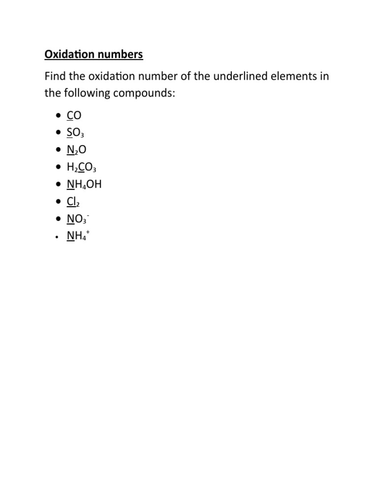 Calculation of Oxidation Number-Solved | PDF