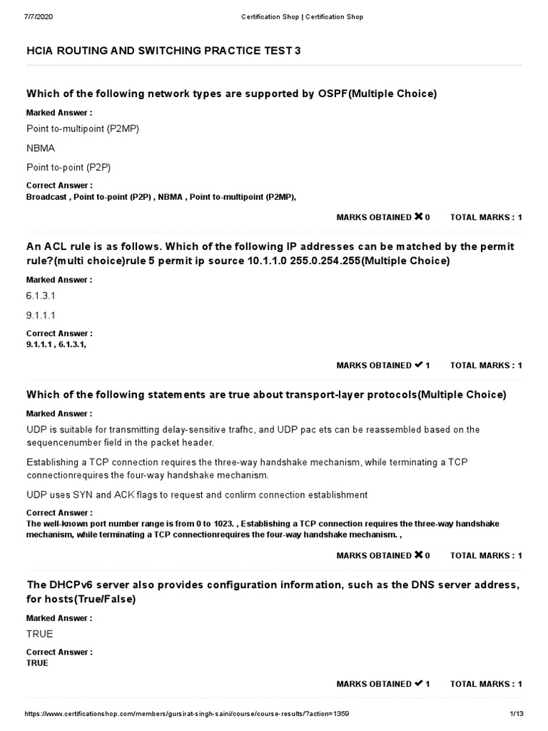 Certification Shop Test 3 | PDF | Transmission Control Protocol | Ip ...