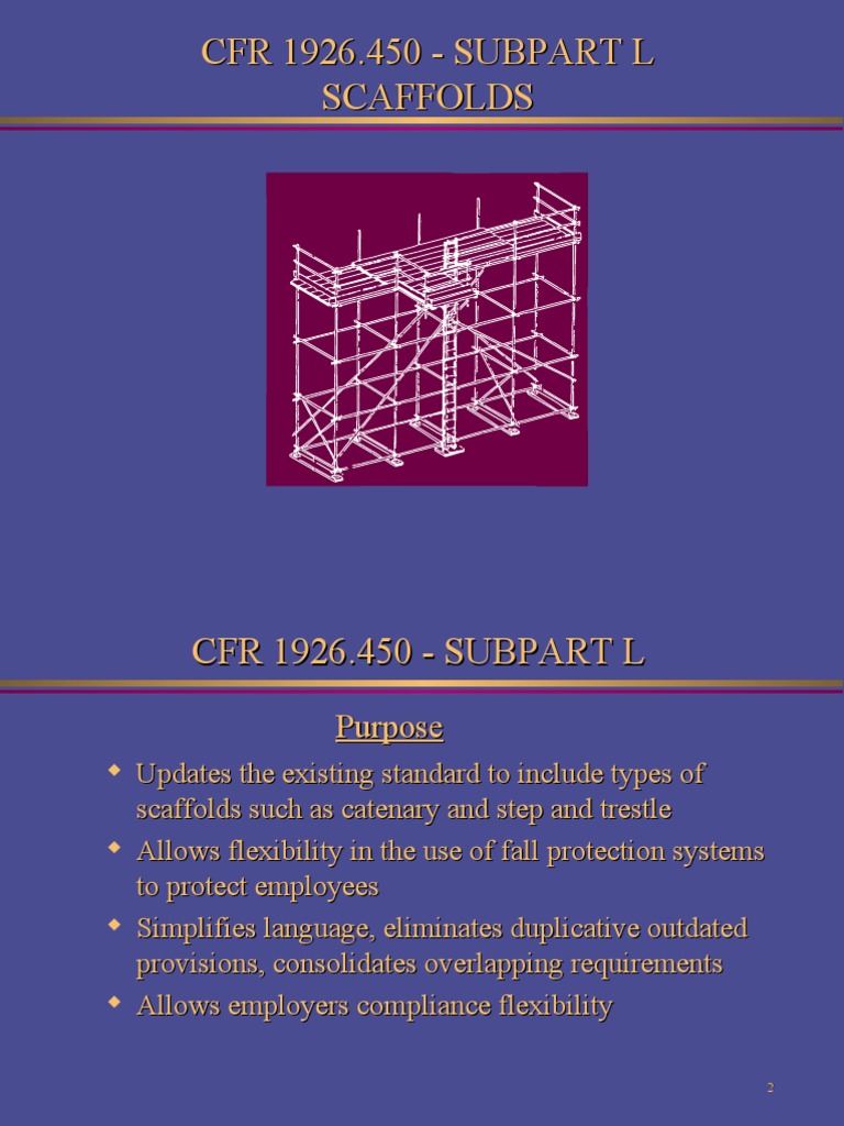 CFR 1926.450 - SUBPART L Scaffolds | PDF | Scaffolding | Crane (Machine)