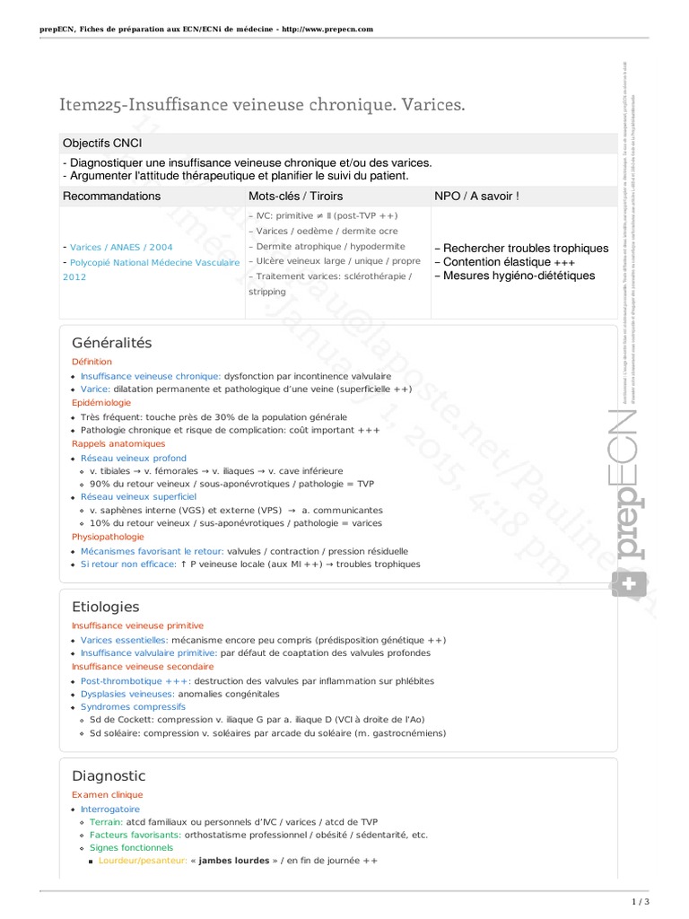 Insuffisance Veineuse: Diagnostic et Traitement | PDF | Varices ...