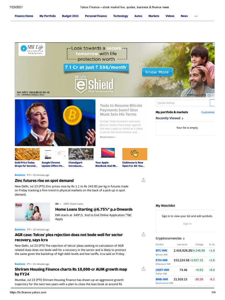 Yahoo Finance - Stock Market Live, Quotes, Business & Finance | PDF ...