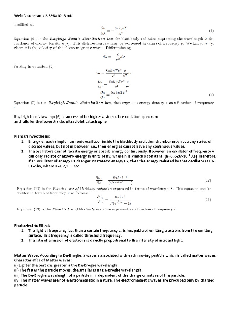 Quantum Mechanics Notes Overview | PDF | Waves | Electromagnetic Radiation