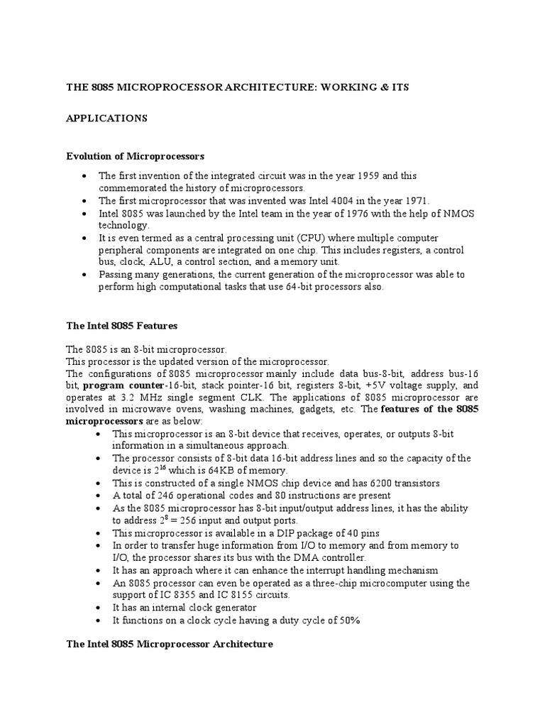 The 8085 Microprocessor Architecture | PDF | Microprocessor | Central Processing Unit