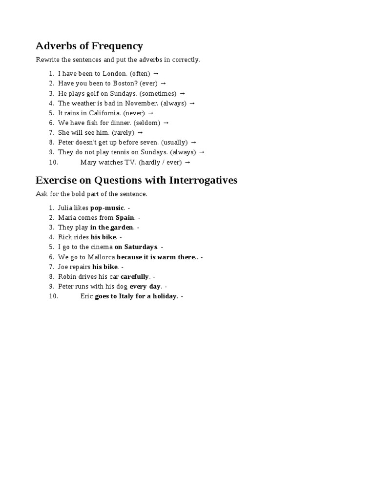 Present Simple Adverbs | PDF