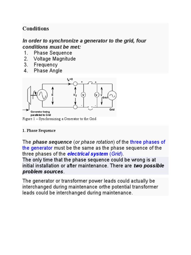 Gen Synch Conditions Write Up | PDF
