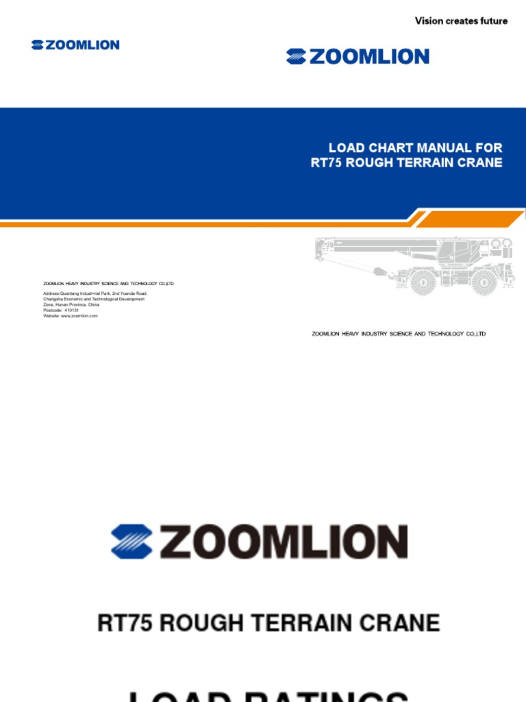 Zoomlion Mobile Crane RT75 Load Chart Manual | PDF | Crane (Machine ...