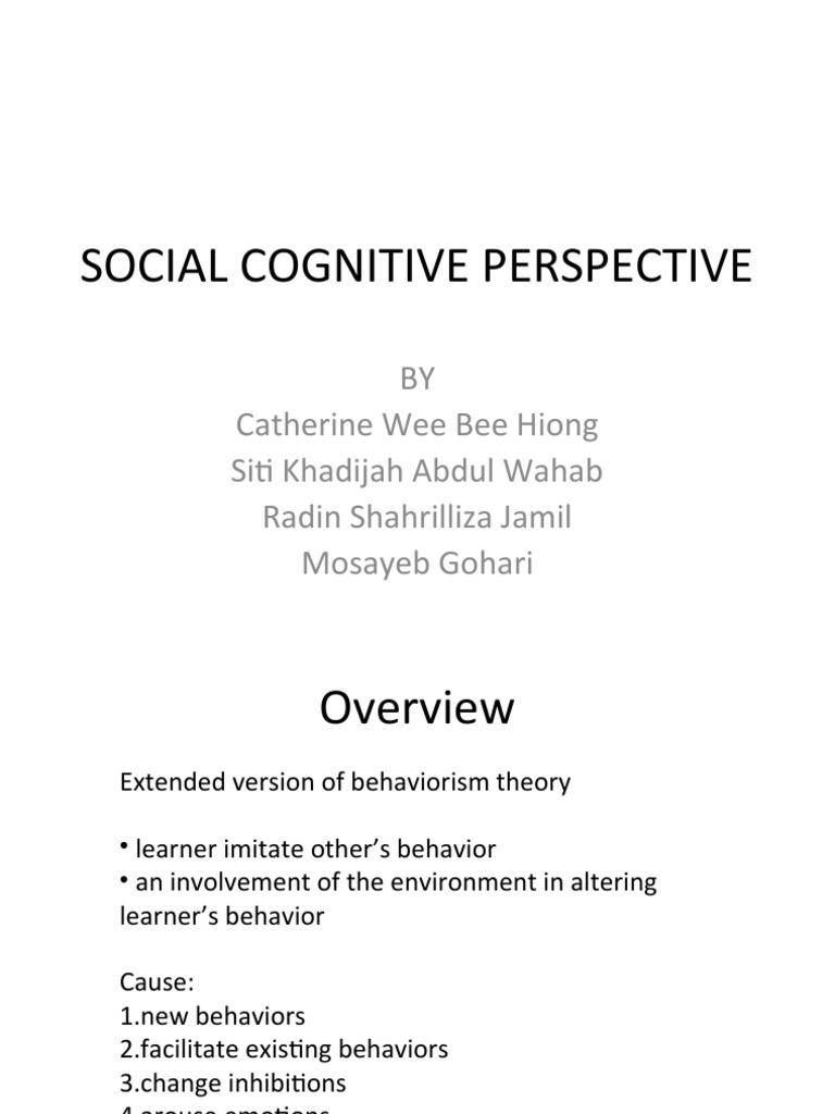 Social Cognitive Approach in Education | PDF | Wellness