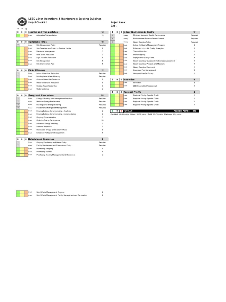 LEED v4 For Operations & Maintenance: Existing Buildings: Project ... LEED v4 For Operations & Maintenance: Existing Buildings: Project ...