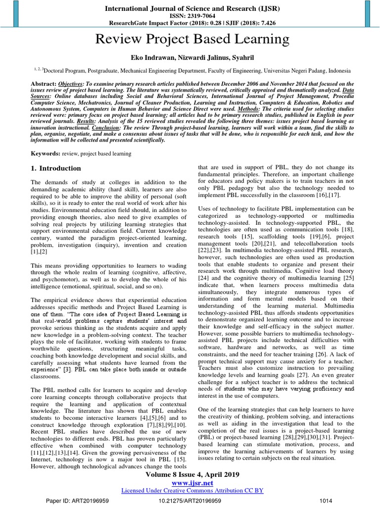 6 Review Project Based Learning | PDF | Project Based Learning ...