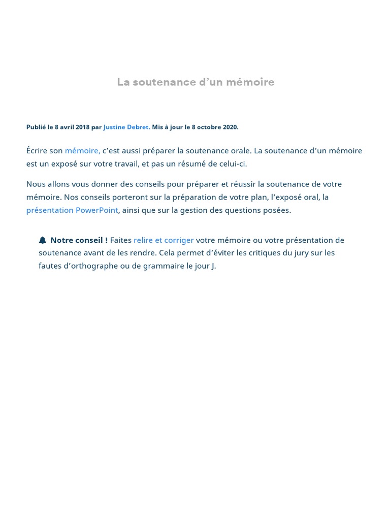 La Soutenance D'un Mémoire | PDF | Academia | Cognition