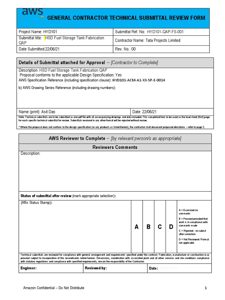 General Contractor Technical Submittal Review Form General Contractor ...