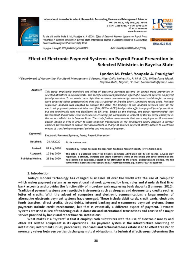 Effect of Electronic Payment System | PDF | Payroll Tax | Payment System