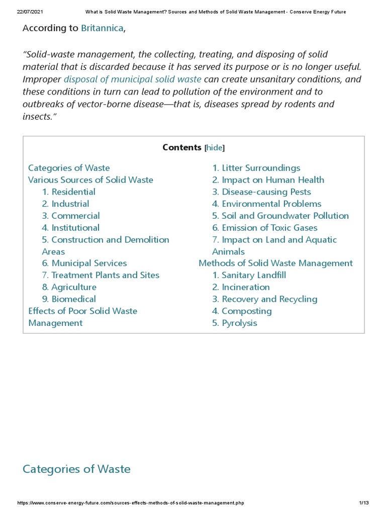 What Is Solid Waste Management - Sources and Methods of Solid Waste ...