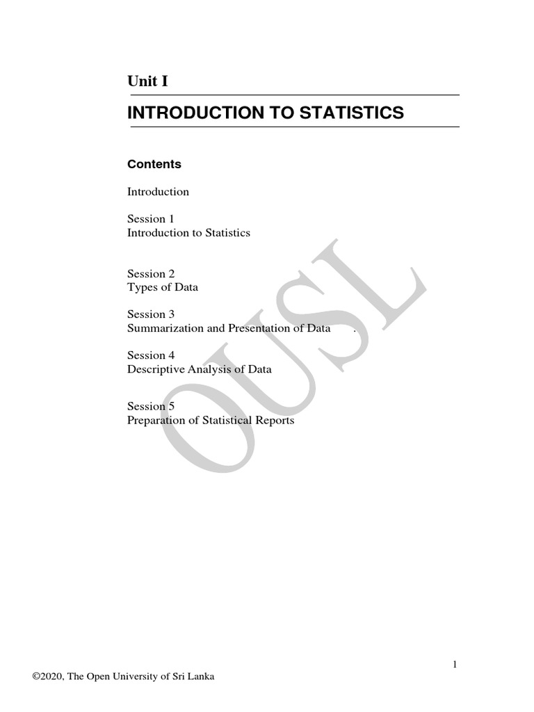 Introduction To Statistics: Unit I | Download Free PDF | Level Of ...
