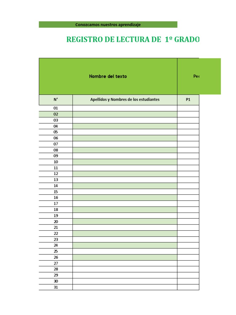 Registro de Lectura 1º Grado Primaria | PDF | Science | Ciencia (general)