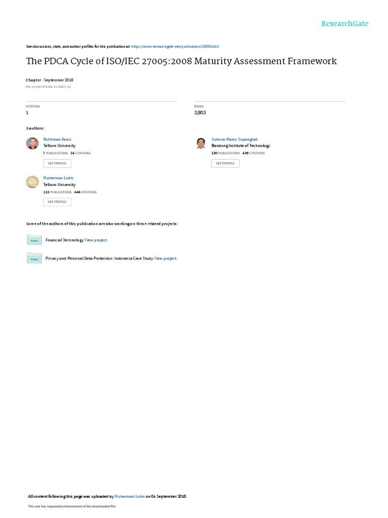 The PDCA Cycle of ISO/IEC 27005:2008 Maturity Assessment Framework ...