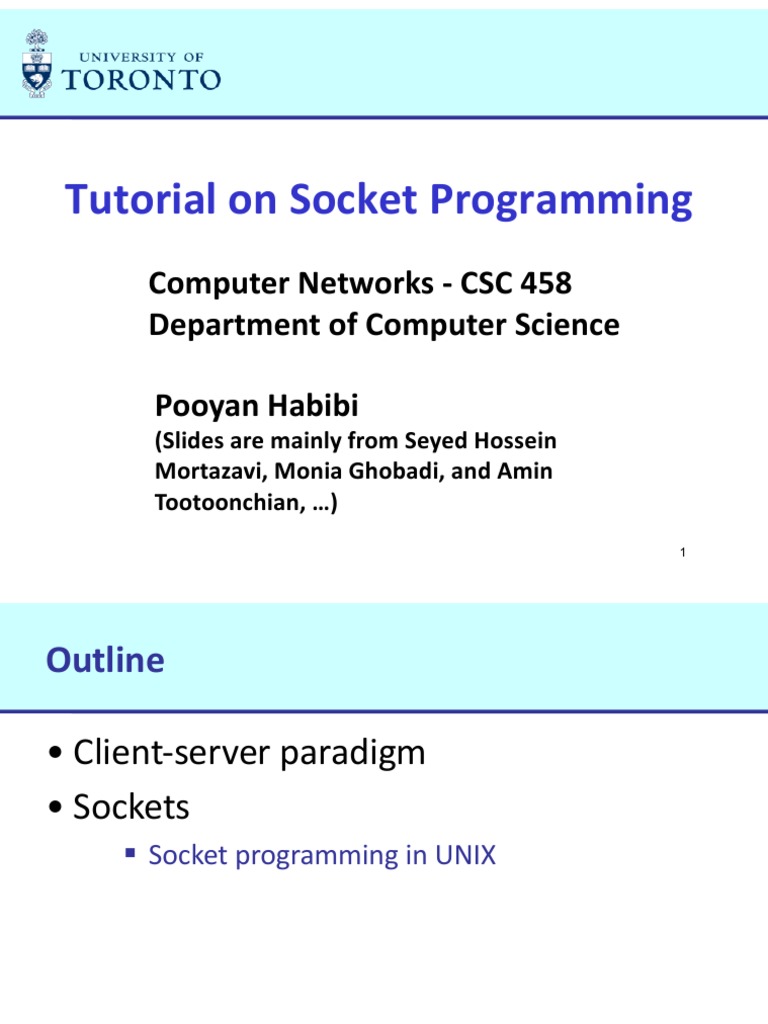 Tutorial On Socket Programming Computer Networks Csc 458 Department Of Computer Science
