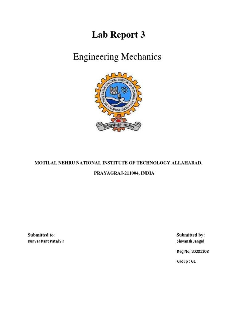 Engineering Mechanics: Lab Report 3 | PDF