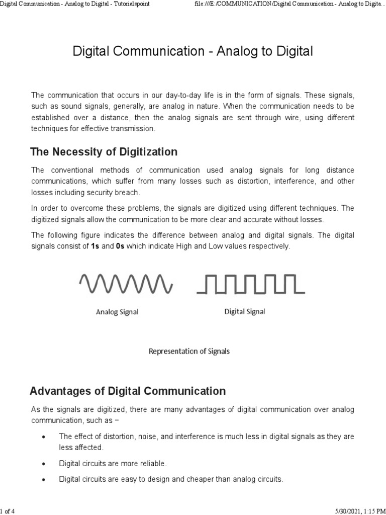 Digital Communication - Analog To Digital | PDF | Data Transmission ...