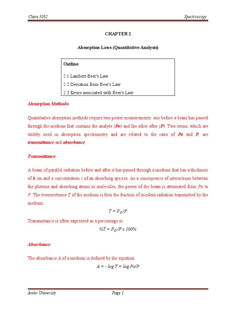 Understanding Absorption Laws in Spectroscopy | PDF | Absorbance ...