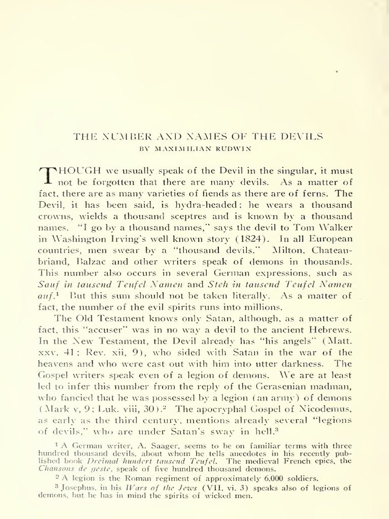 The Number and Names of The Devils | PDF | Demons | Satan
