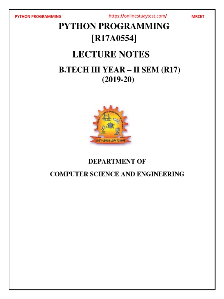 M3R5 Python Notes | PDF | Parameter (Computer Programming) | Python ...