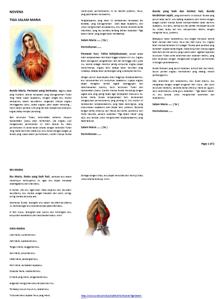 Novena Tiga Salam Maria | PDF