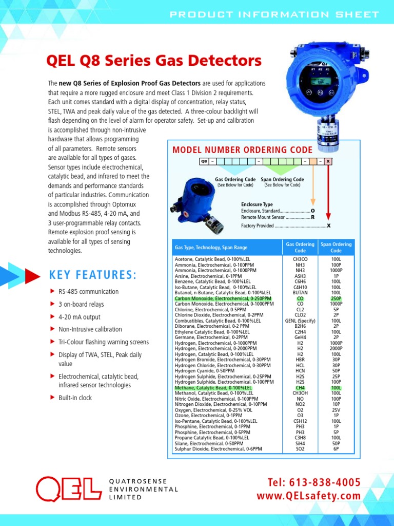 QEL Q8 Series Gas Detectors: Key Features | PDF | Atmosphere | Chemistry