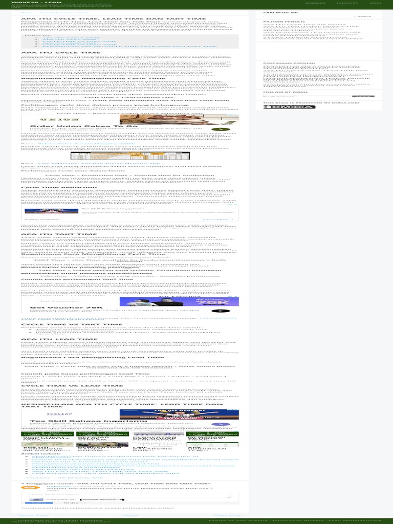 APA ITU CYCLE TIME, LEAD TIME DAN TAKT TIME - Wave20 - Lean | PDF