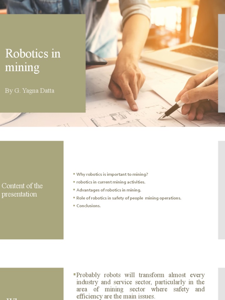 Robotics in Mining: by G. Yagna Datta | PDF | Robotics | Mining