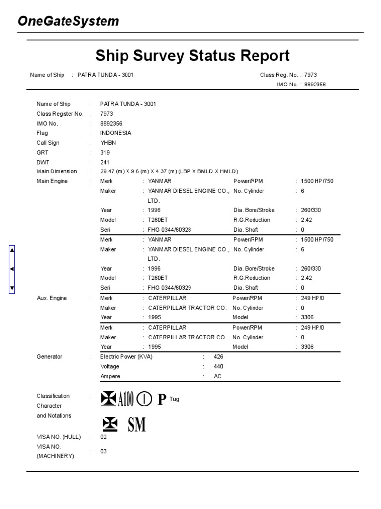 Ship Survey Status Report: Onegatesystem | PDF | Horsepower | Vehicle ...