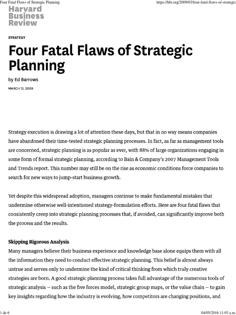 Four Fatal Flaws of Strategic Planning | PDF