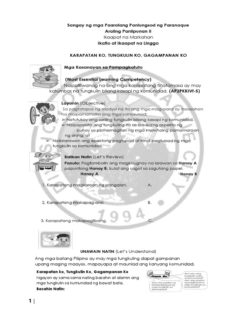 AP - Grade 2 - Quarter 4 - Module - Week3-4 | PDF